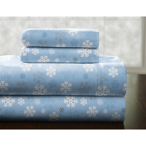 Pointehaven Heavy Weight 100% Cotton Snowflakes Dusty Blue Printed 170 ...