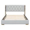 Queen Size Upholstered Platform Bed Frame With Metal Strips Decor 4q ...