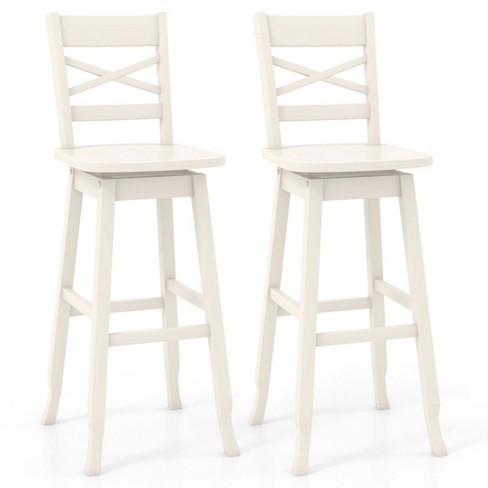 Costway 2 Pcs 30" Bar Height Stool Rubber Wood Swivel Bar Stool With ...