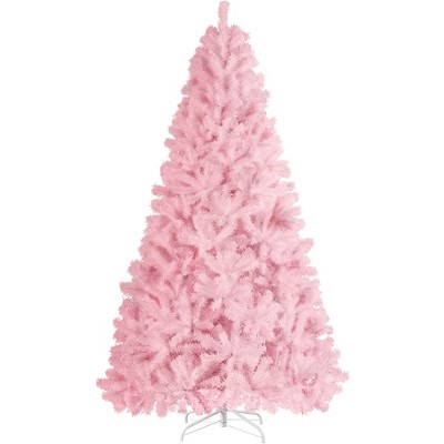 Costway 7.5ft Snow Flocked Hinged Artificial Christmas Tree W/ Metal ...