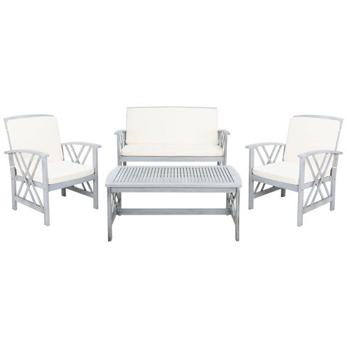 Fontana 4 Piece Patio Outdoor Conversation Set - Grey Wash/beige ...