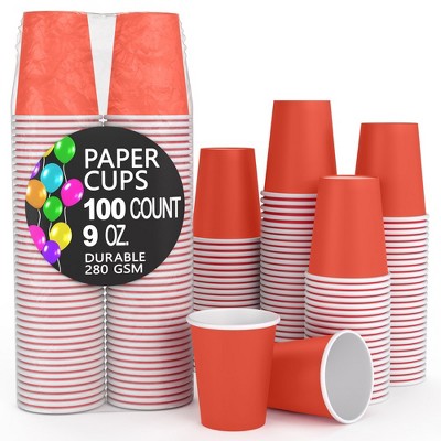 Crown Display 9 Oz. Disposable Coffee Cups Red Paper Cups - 100 Ct ...