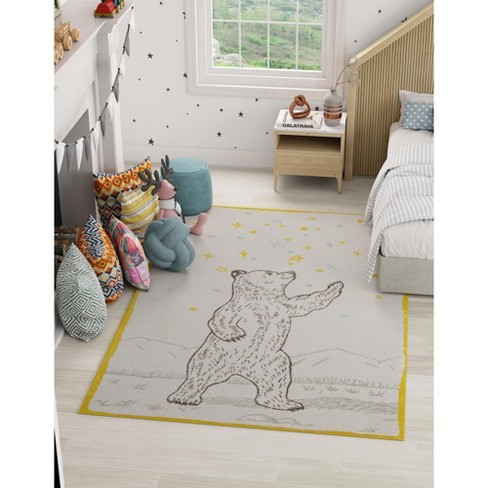 Unique Loom Whimsy Kids Grizzly Bear Indoor Woven Area Rug : Target