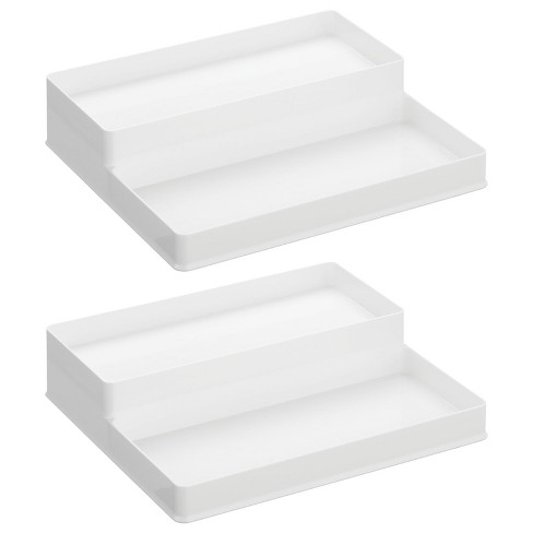 Mdesign Plastic Kitchen Tiered Food Storage Shelves, 2 Levels, 2 Pack ...