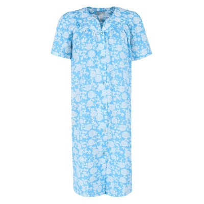 Elegant Emily Women's Floral Snap Front Duster Gown, 1x, Blue : Target