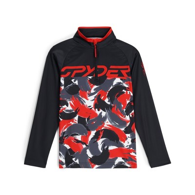 Spyder Boy's Camo Half Zip Ski Base Layer Sweater Jacket, Spyder Red ...