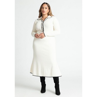 Eloquii Women's Plus Size Ribbed Sweater Dress With Collar - 26/28 ...