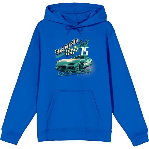 Car Fanatic Electric Fast Teal Sports Car Blue Adult Long Sleeve Hoodie ...