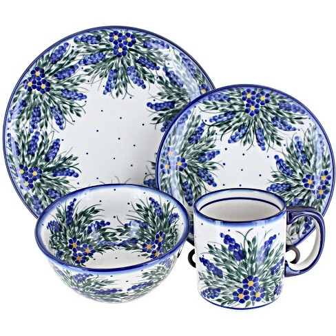 Blue Rose Polish Pottery Hyacinth 16 Piece Dinner Set : Target