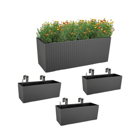 Aoodor 4pcs 19.5" Rectangular Window/railing Planter Box, Self Watering ...