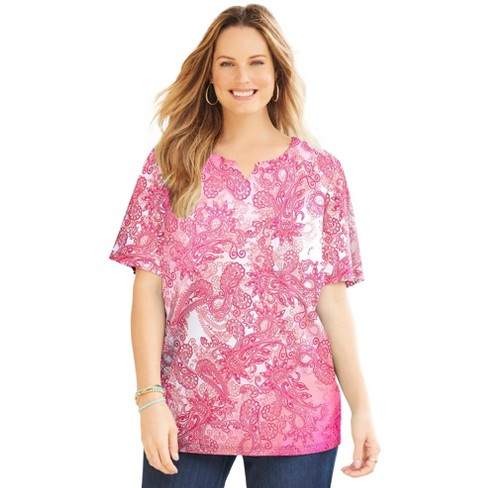 Catherines Women's Plus Size Ethereal Tee - 2x, Pink Burst Ombre ...