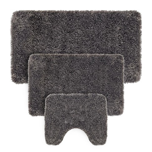 Sussexhome Solid Gray / Dark Gray Bathroom Rugs Sets, Shower Rugs With ...