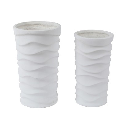 Luxenhome Set Of 2 White Octagon Mgo Planters : Target