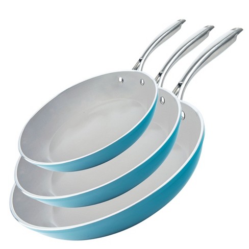 Gotham Steel Aqua Blue 3 Pack Nonstick Fry Pan Set - 8'' 10'' And 12 ...