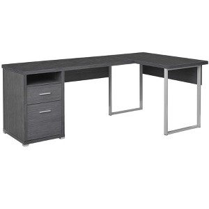 47" Taupe and Silver L Shape Computer Desk With Two Drawers : Target