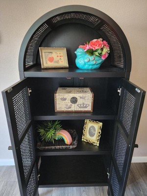 Woven Arched Wood Cabinet Black - Threshold™ : Target
