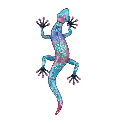 Eclectic Metal Lizard Wall Decor Blue - Olivia & May : Target