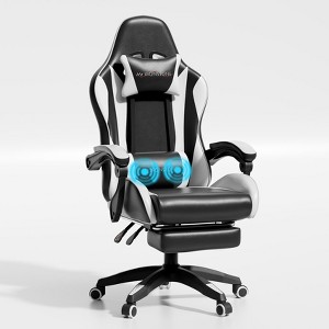Gaming Chair, Video Game Chair with Footrest and Massage Lumbar Support ...