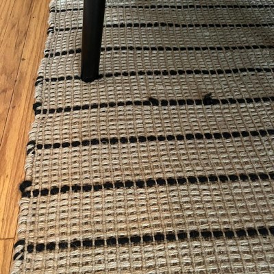 7'x10' Reseda Hand Woven Striped Jute Cotton Area Rug Black - Threshold ...