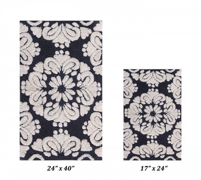 Better Trends Medallion Bath Rug, 100% Cotton, 2 Piece Set (17" X 24 ...