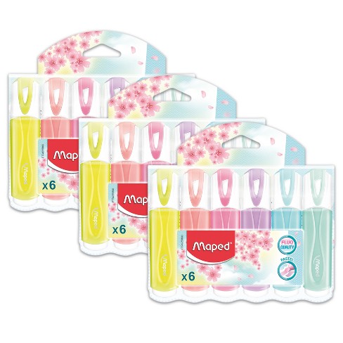 Maped® Fluo Peps Classic Pastel Highlighter, 6 Per Pack, 3 Packs : Target