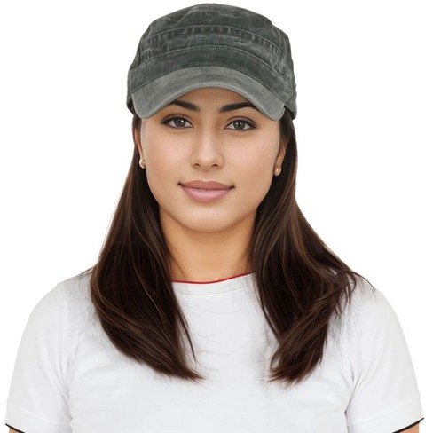 Alilang Unisex Cotton Basic Cadet Hats Vintage Washed Flat Top Cap With ...