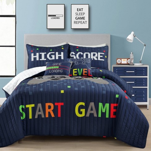 Kids' Video Games Quilt Set Navy Blue - Lush Décor : Target