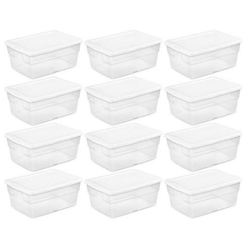 Sterilite 16 Quart Stackable Clear Plastic Storage Tote Container With ...