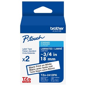 Brother P-Touch TZe2412PK Black on White Label Tape: 3/4in x 26.2ft ...