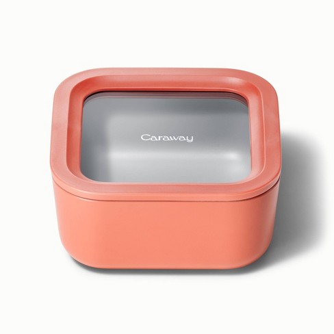 Caraway Home Small Ceramic Coated Glass Food Storage Container ...