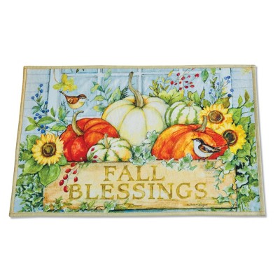 Collections Etc Fall Blessing Pumpkins Skid-resistant Door Mat : Target
