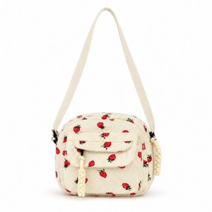 Alilang Strawberry Print Corduroy Crossbody Bag with Front Pocket and ...
