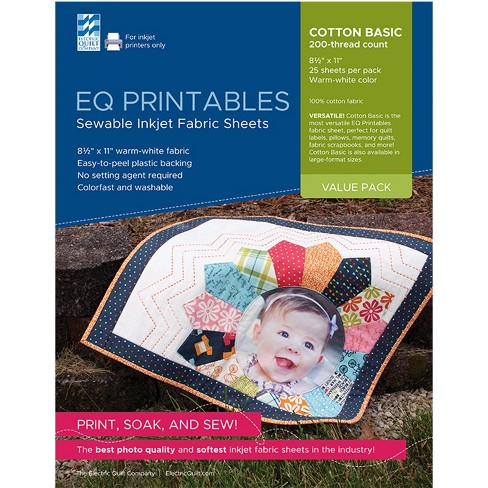 Eq Inkjet Printable Cotton Basic Fabric Sheets 8.5"x11"-6/pkg : Target