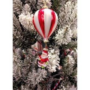 Wizardi Christmas Glass Ornament - Striped Red and White Ball with ...