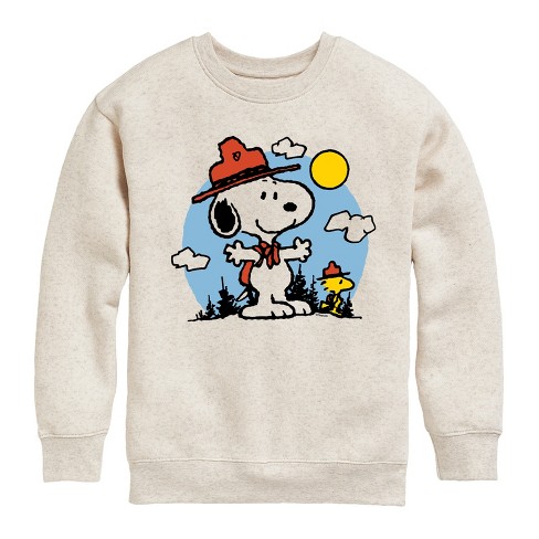 Peanuts Snoopy Outdoor Graphic Long Sleeve Fleece Sweatshirt - Natural ...