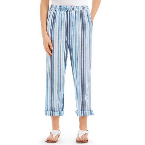 Collections Etc Striped Cuffed Hem Pull-on Elasticized Waist Capris X ...