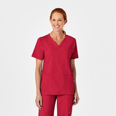 Wink 4 Pocket Utility Scrub Top, Red, Xs : Target