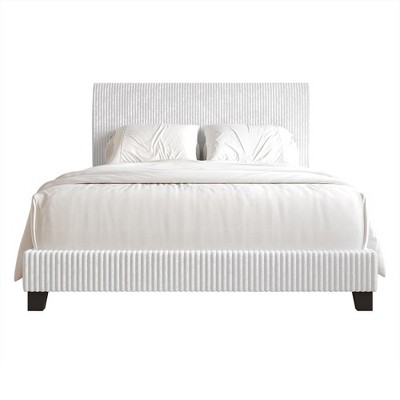 Casepiece Full Size Upholstered Bed In White Velvet : Target