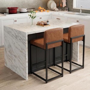 Bar Stools Set of 2, Modern Counter Height Bar Stools with Back and ...