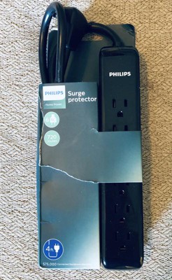 Philips 6-outlet Surge Protector With 4' Cord - Black : Target