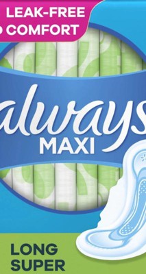 Always Maxi Pads Long Super Absorbency Unscented With Wings - Size 2 ...