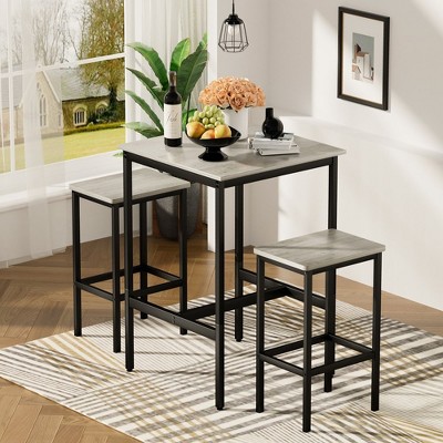 Bar Table Chairs Set Compact Table With 2 Stools Dining Pub Bar Table ...