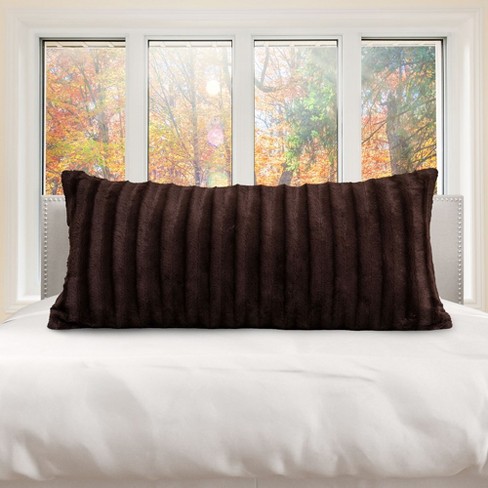 Cheer Collection Decorative Faux Fur Body Pillow - 18" X 40" (chocolate ...