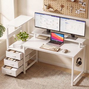 JIONJOY 59" Reversible L-Shaped Gaming Desk with 3 Drawers, RGB ...