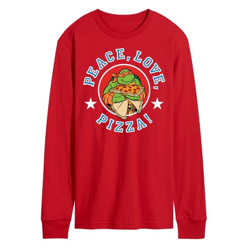Men's Teenage Mutant Ninja Turtles Peace Love Pizza Long Sleeve Graphic ...