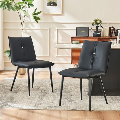 Quality Black Faux Leather Dining Chair Set Of 2-cuddlewood : Target