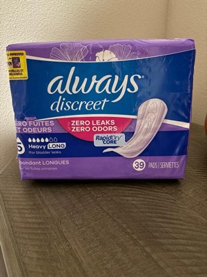 Always Discreet Incontinence Pads - 5 Drop Extra Heavy Long Pads ...