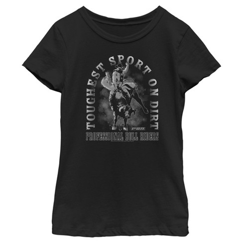 Girl's Professional Bull Riders Toughest Sport On Dirt Black And White ...