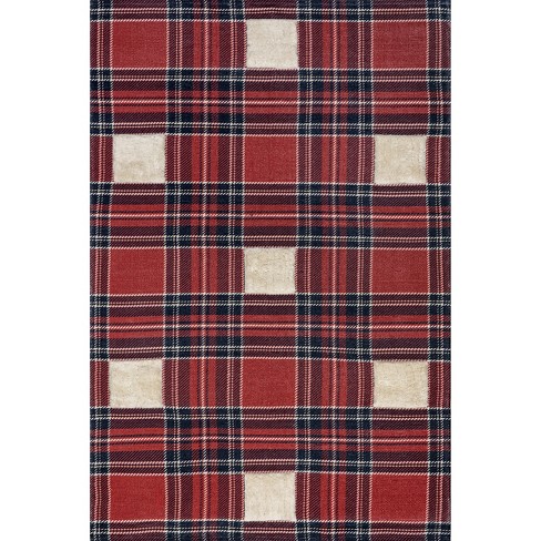 Nuloom Leena High-low Checkered Plaid Area Rug, 4' X 6', Red : Target