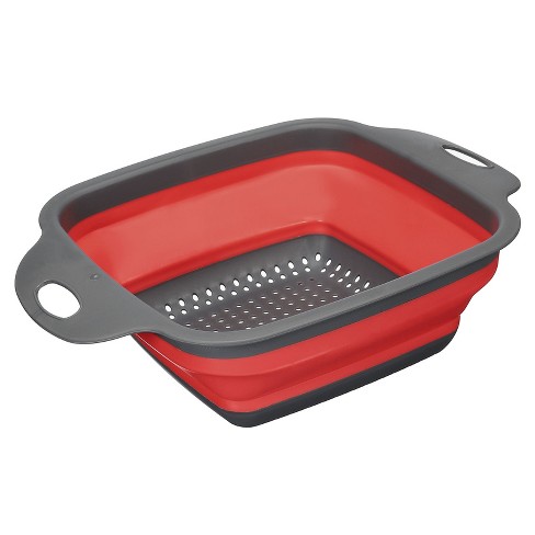 Unique Bargains Colander Silicone Square Foldable Strainer With Handle ...